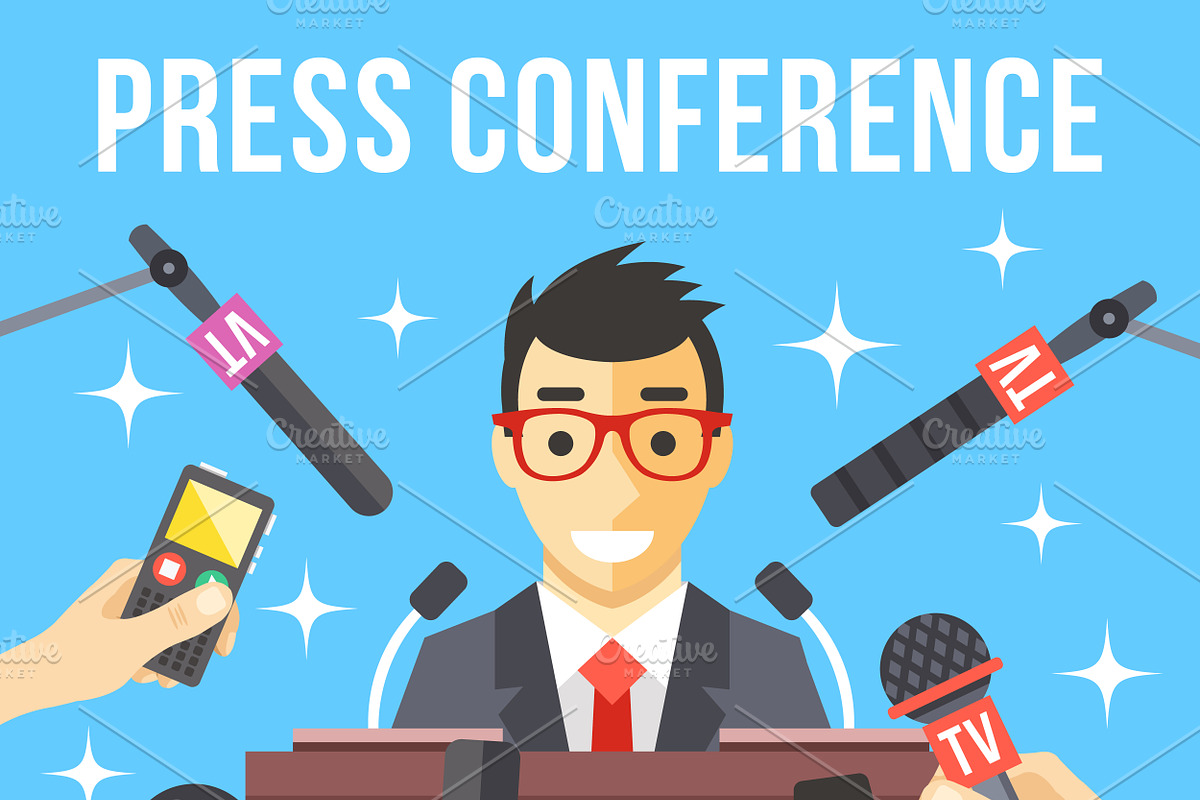 Press Conference. Flat Design, a Person Illustration by Magurok ...