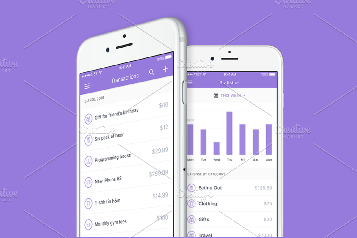Expensr - Expense Tracker App UI Kit, an UI Kit Template by Creinno