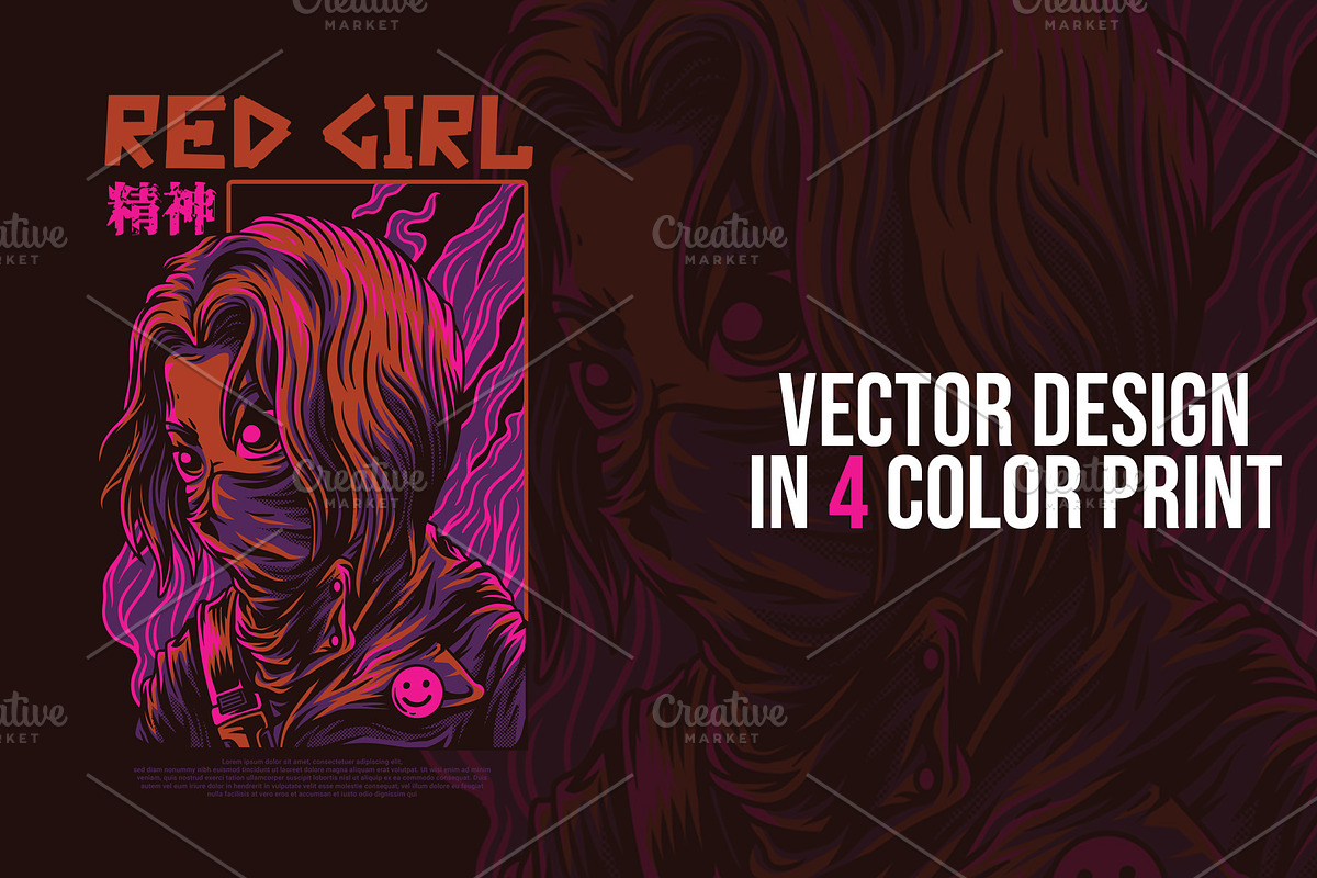 Red Girl Illustration, an Illustration by badsyxn | Creative Market
