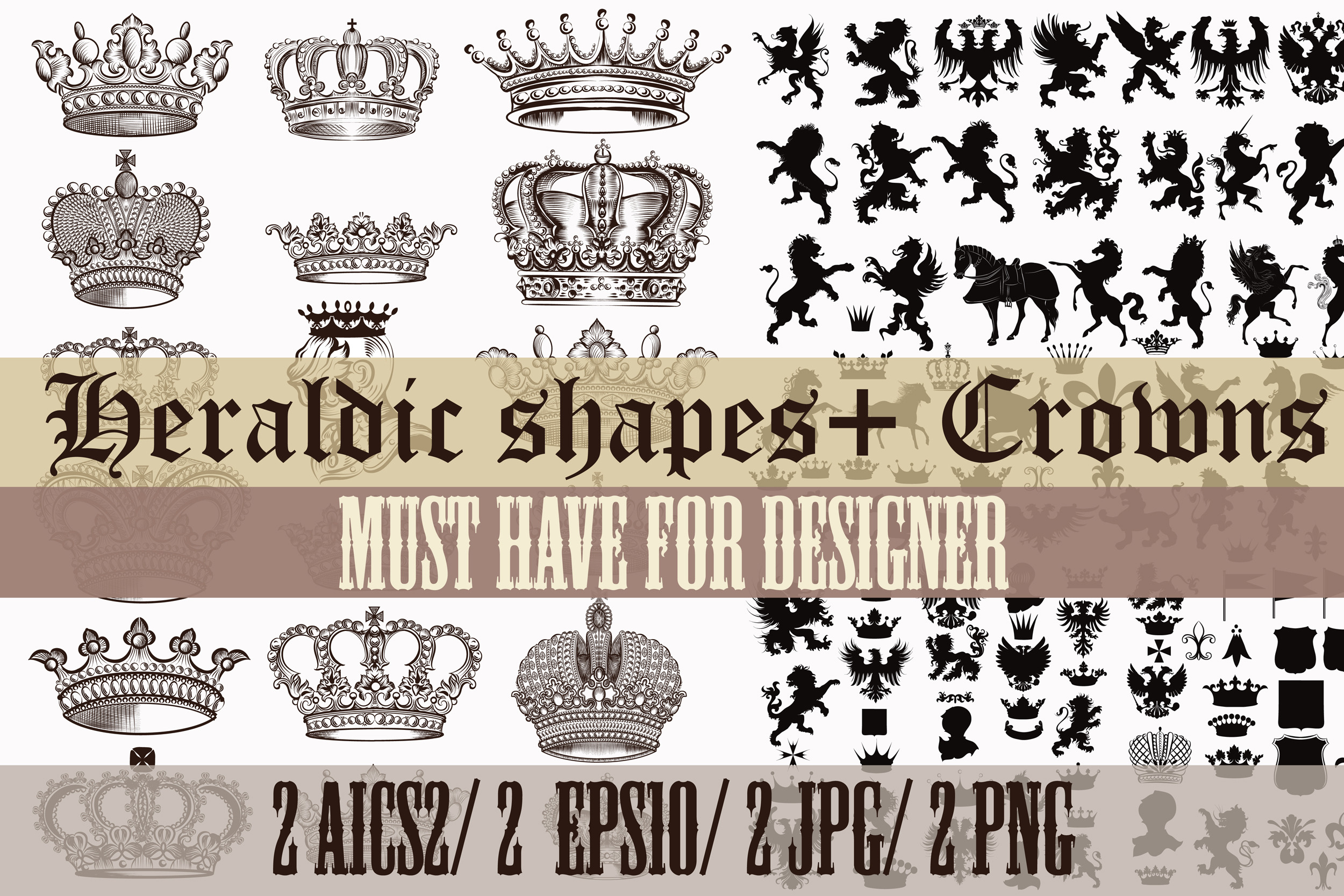 Big set of crowns and heraldic shape, an Object Graphic by FleurArt