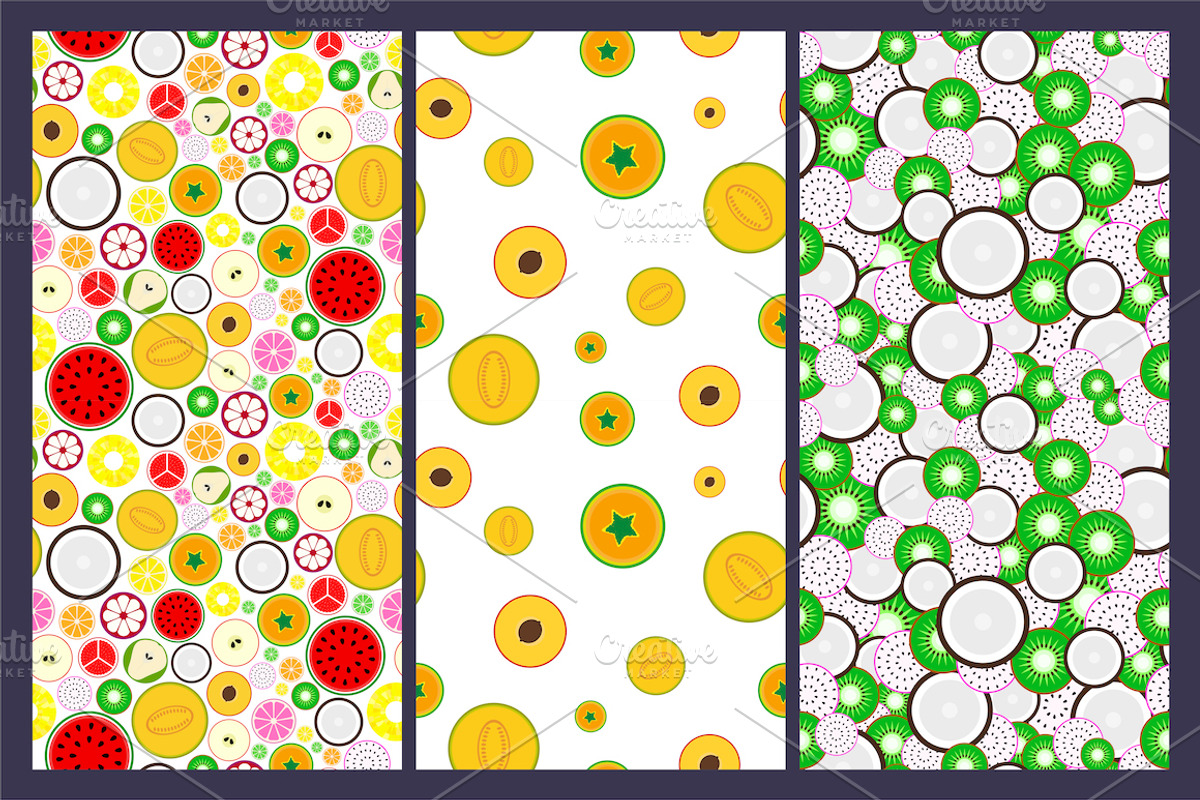 Set of colorful fruits patterns, a Pattern Graphic by ExpressShop ...