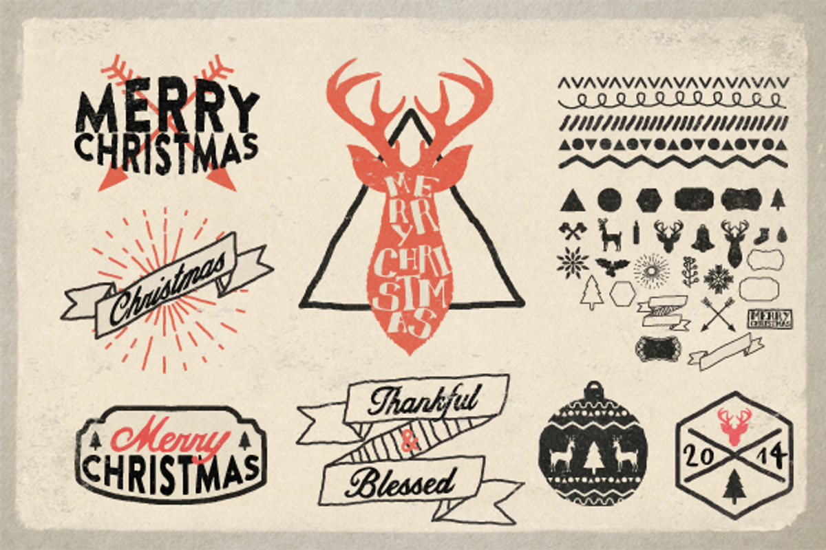 Christmas Hand Drawn Elements, an Illustration by Designer Dude