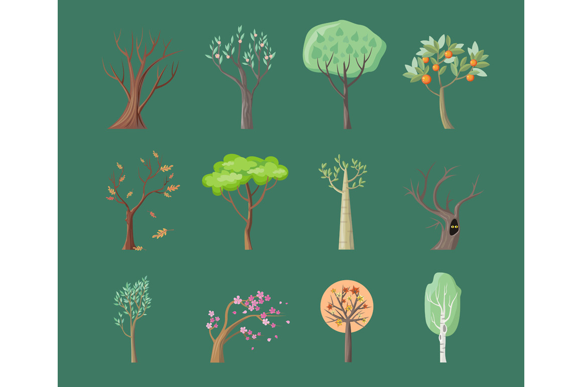 Set of Tree Icons, a Decorative Illustration by robuart