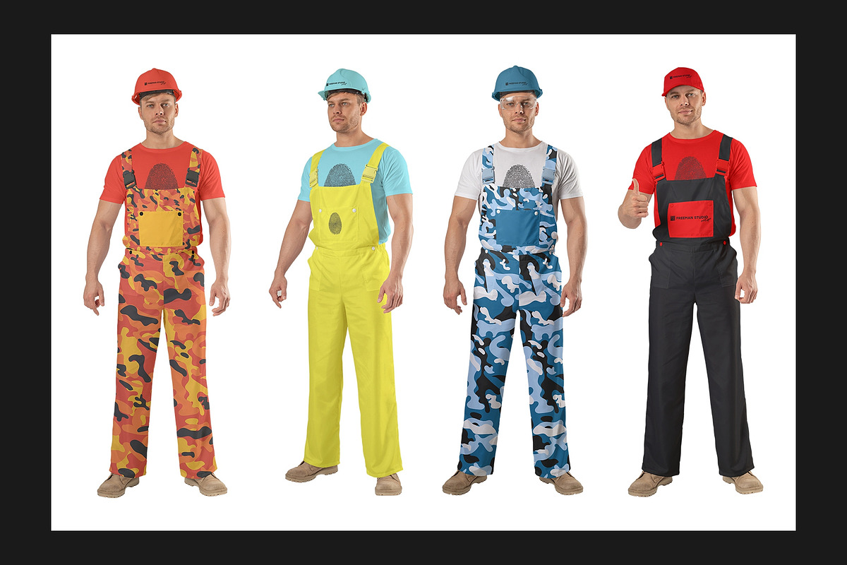 Working Overalls Suit Mock-Up Set, a Shirt Mockup by Freeman Studio