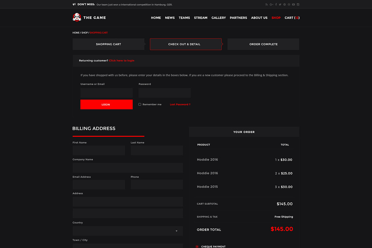 The Game - eSport PSD Gaming Templat, a Websites & App Template by Netbee