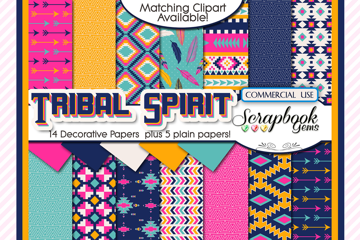 TRIBAL DIGITAL PAPERS, Set 1, a Pattern Graphic by Scrapbook Gems ...
