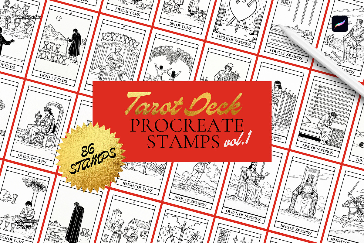 Procreate Tarot Deck Stamps, a Shape Add-On by Spasibenko Art