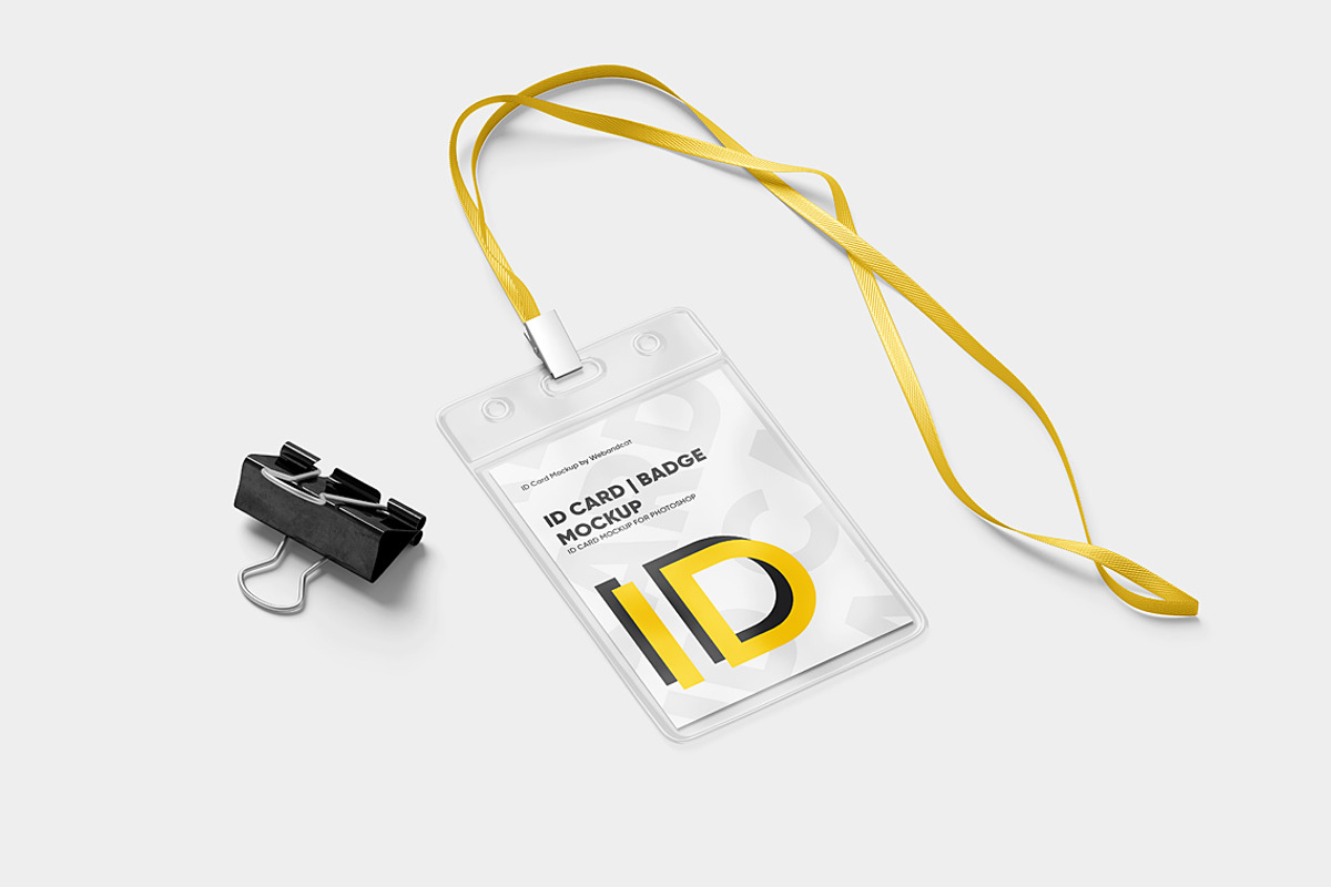 Vertical Name Tag Badge Mockup, a Merchandise Mockup by WebAndCat