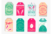 Vector illustration of Easter gift tag set with wishing holiday text ...