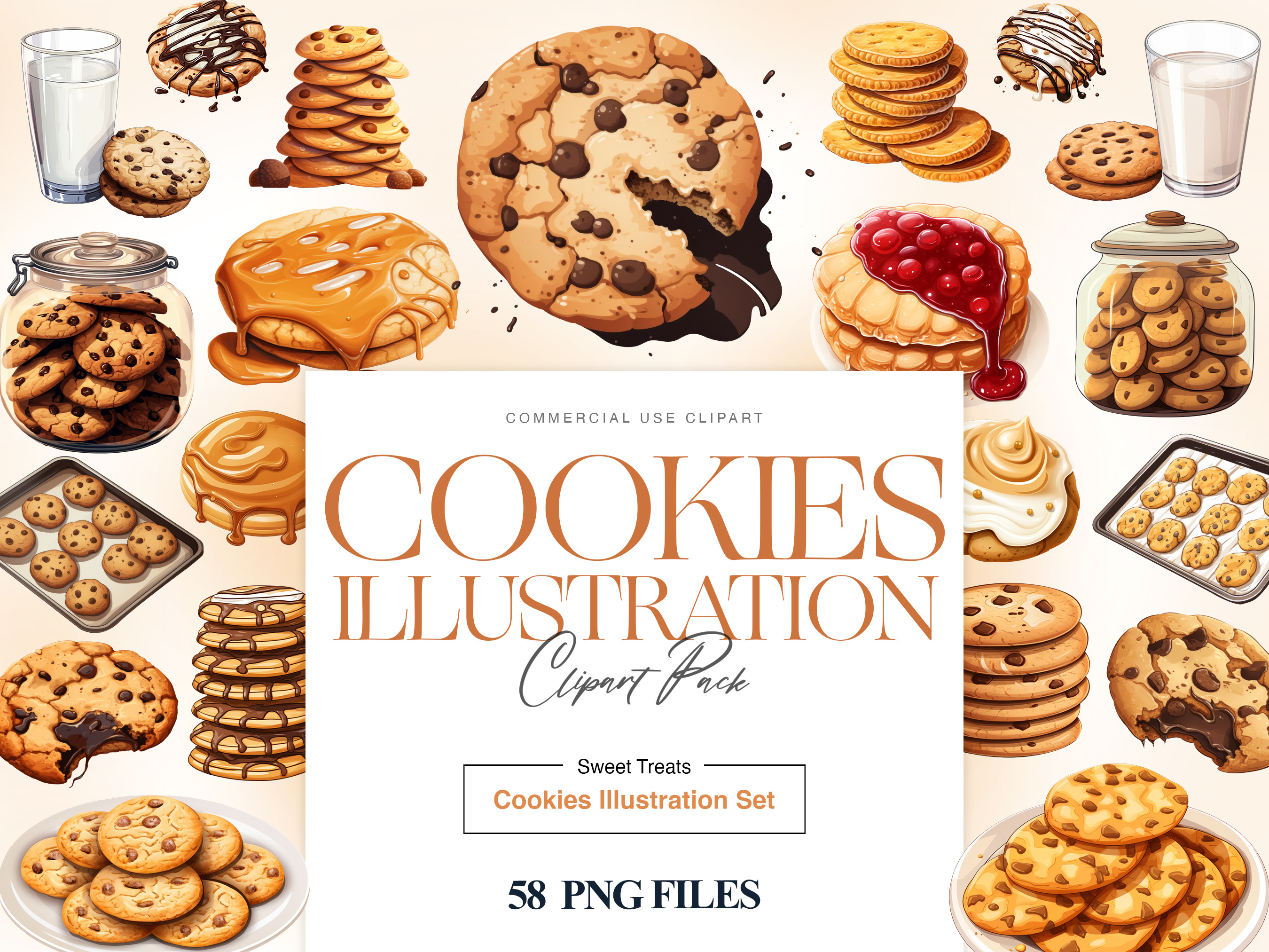 Watercolor Cookie Clipart, Cookies PNG