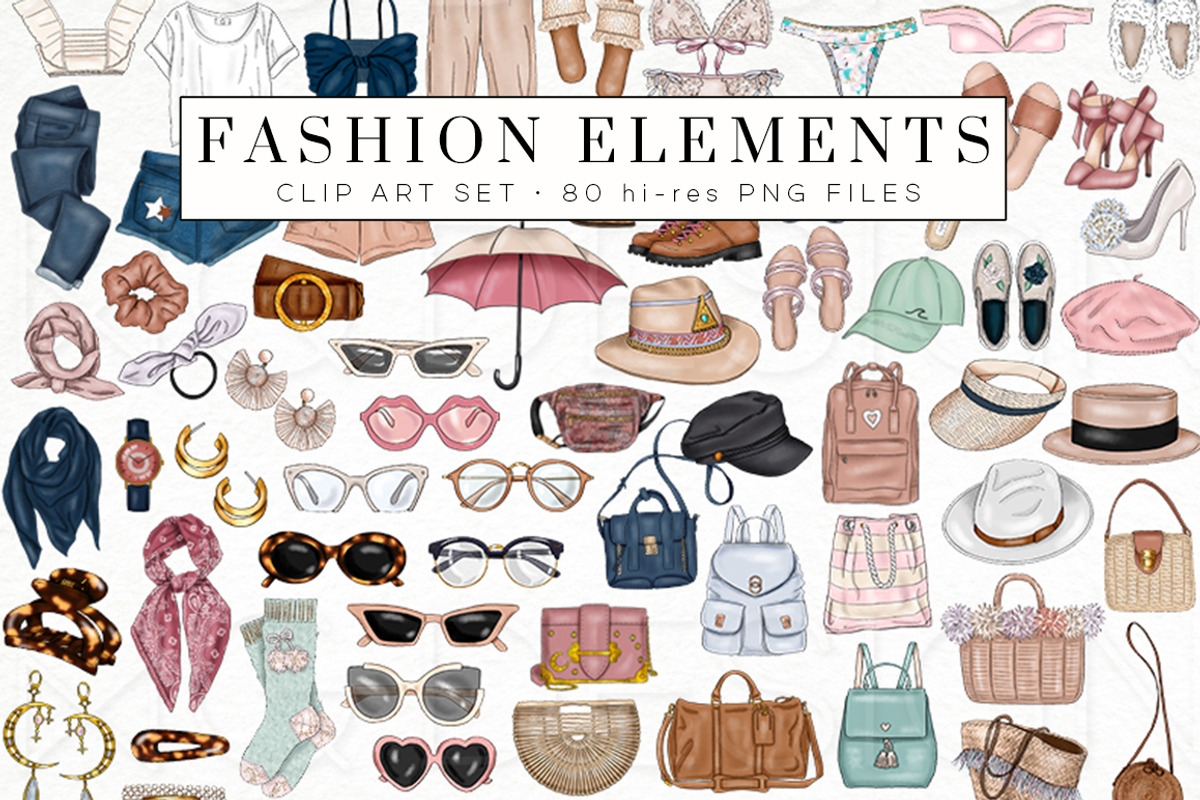 Fashion Items Clip Art Bundle, an Illustration by TWG Designs ...