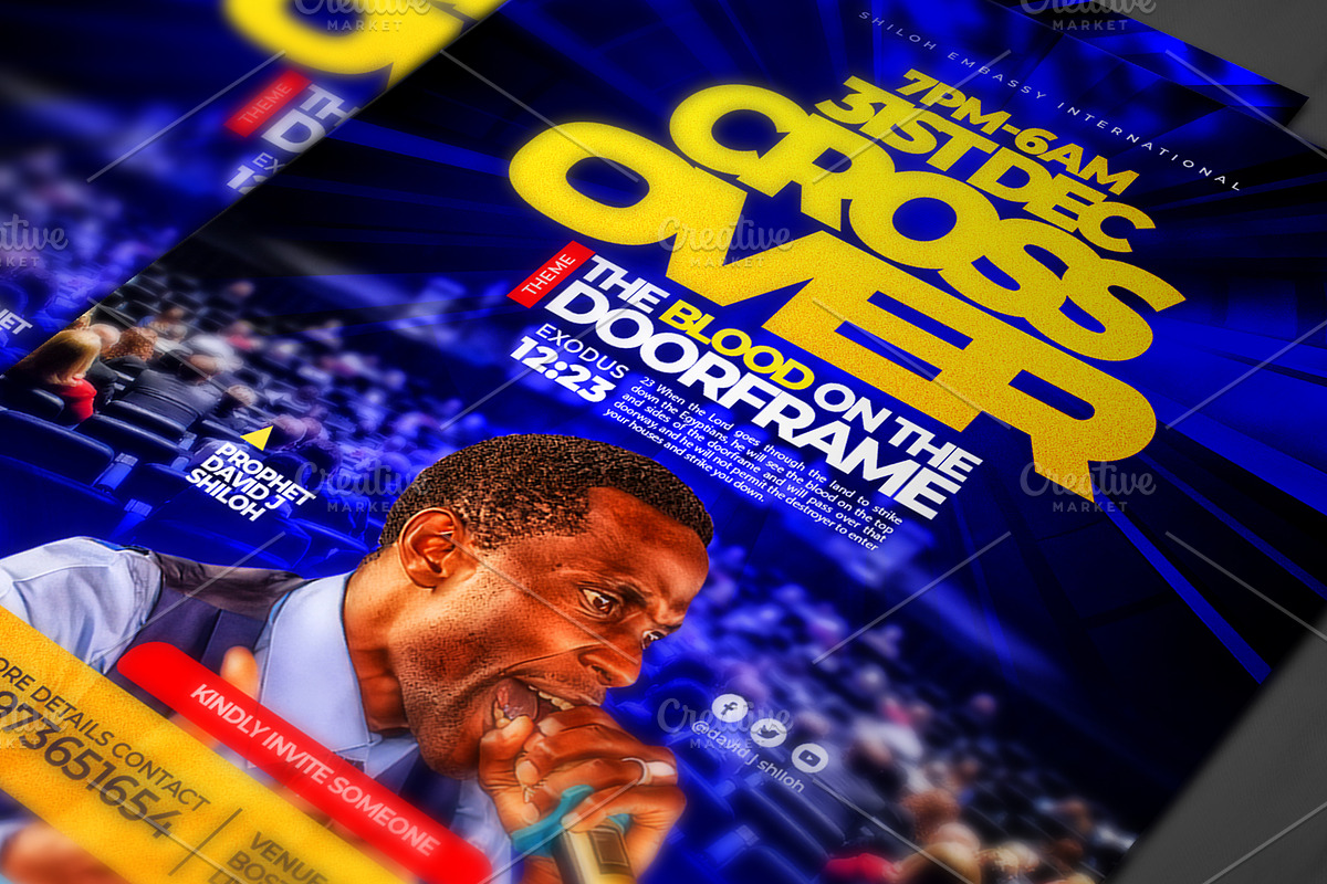 Crossover Church flyer template PSD