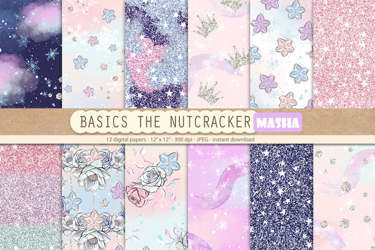 THE NUTCRACKER BASIC digital papers, a Pattern Graphic by Masha Studio