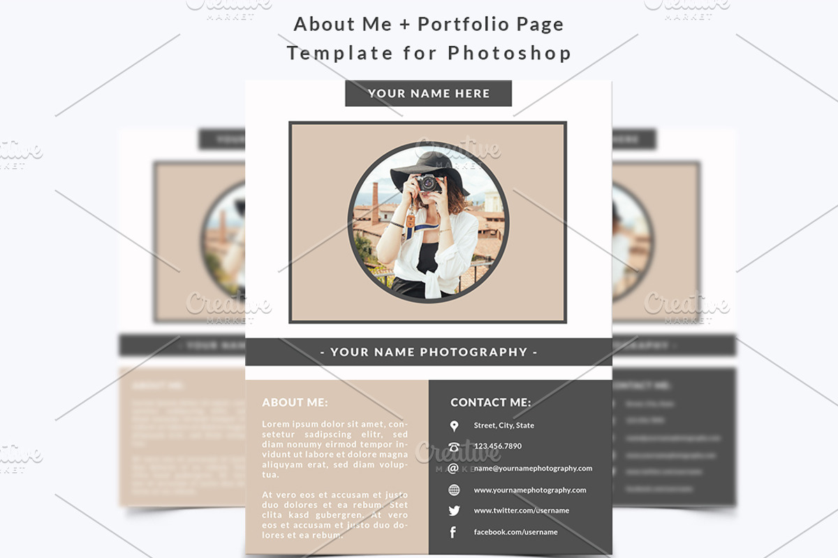 About Me + Portfolio Page Template, a Marketing Template by NM-Design ...