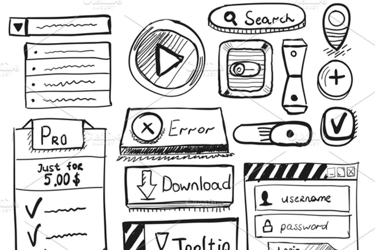 Hand-drawn UI doodles, a Graphic by antishock