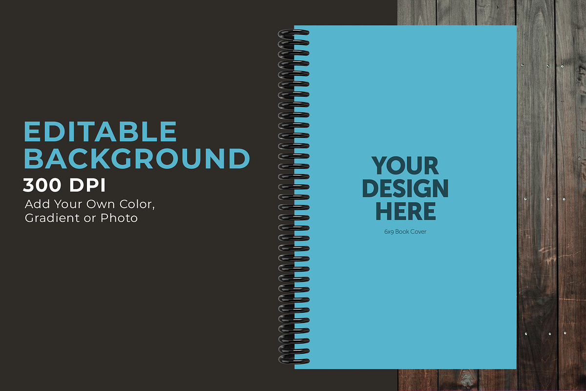 6x9 Spiral Bound Notebook Mockup, a Print Template by IFBdesign ...