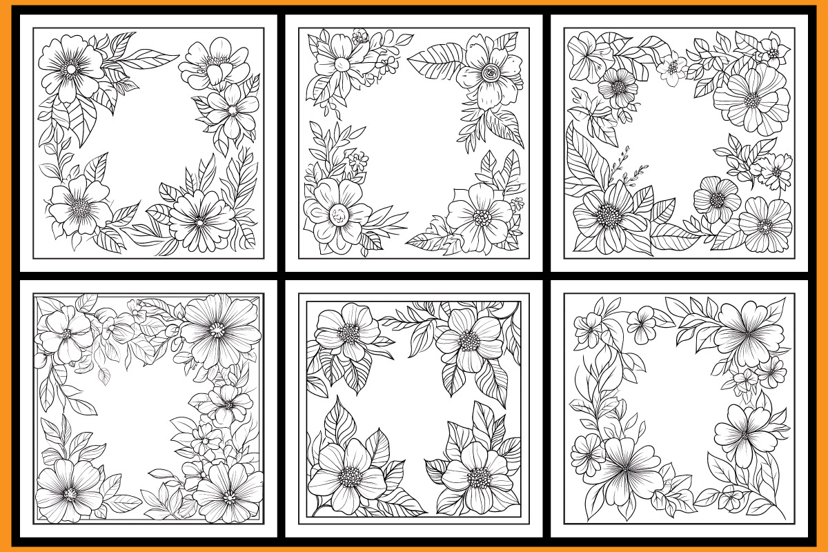 Flower Border Coloring Pages, an Object Graphic by protabsorkar11