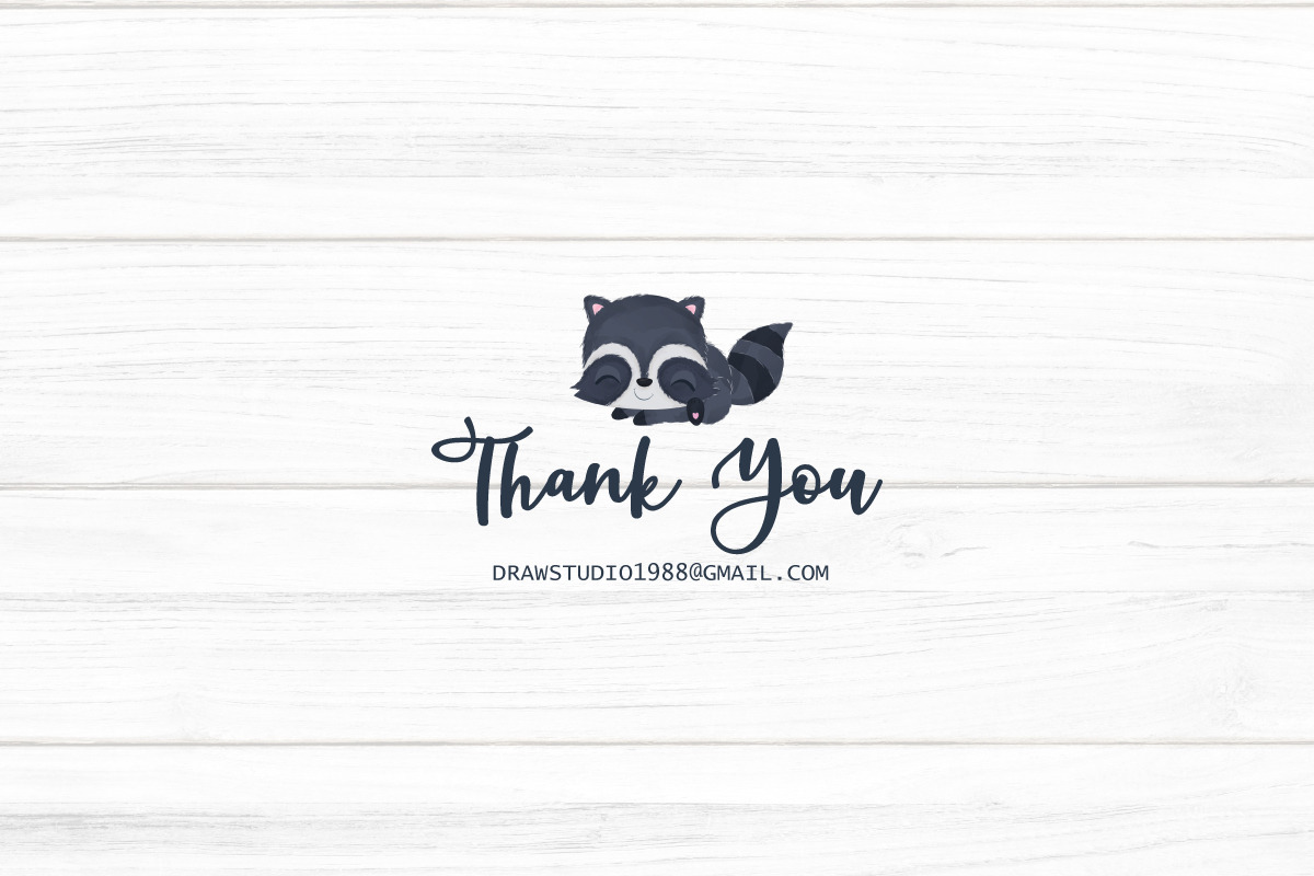 Cute Little Raccoon Clipart Set
