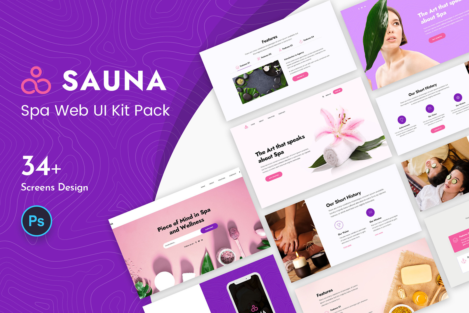 Sauna Spa Web UI Kit Template, an UI Kit Template by VictorThemes