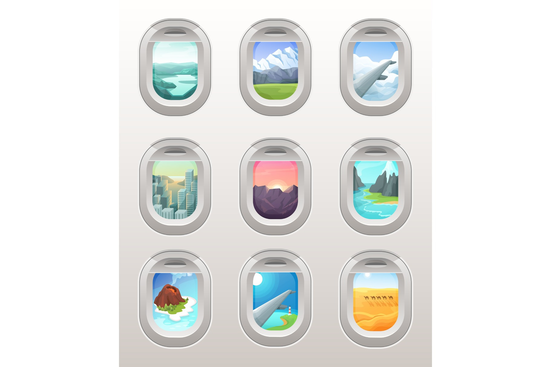 Airplane window view vector, an Object Graphic by KitVector