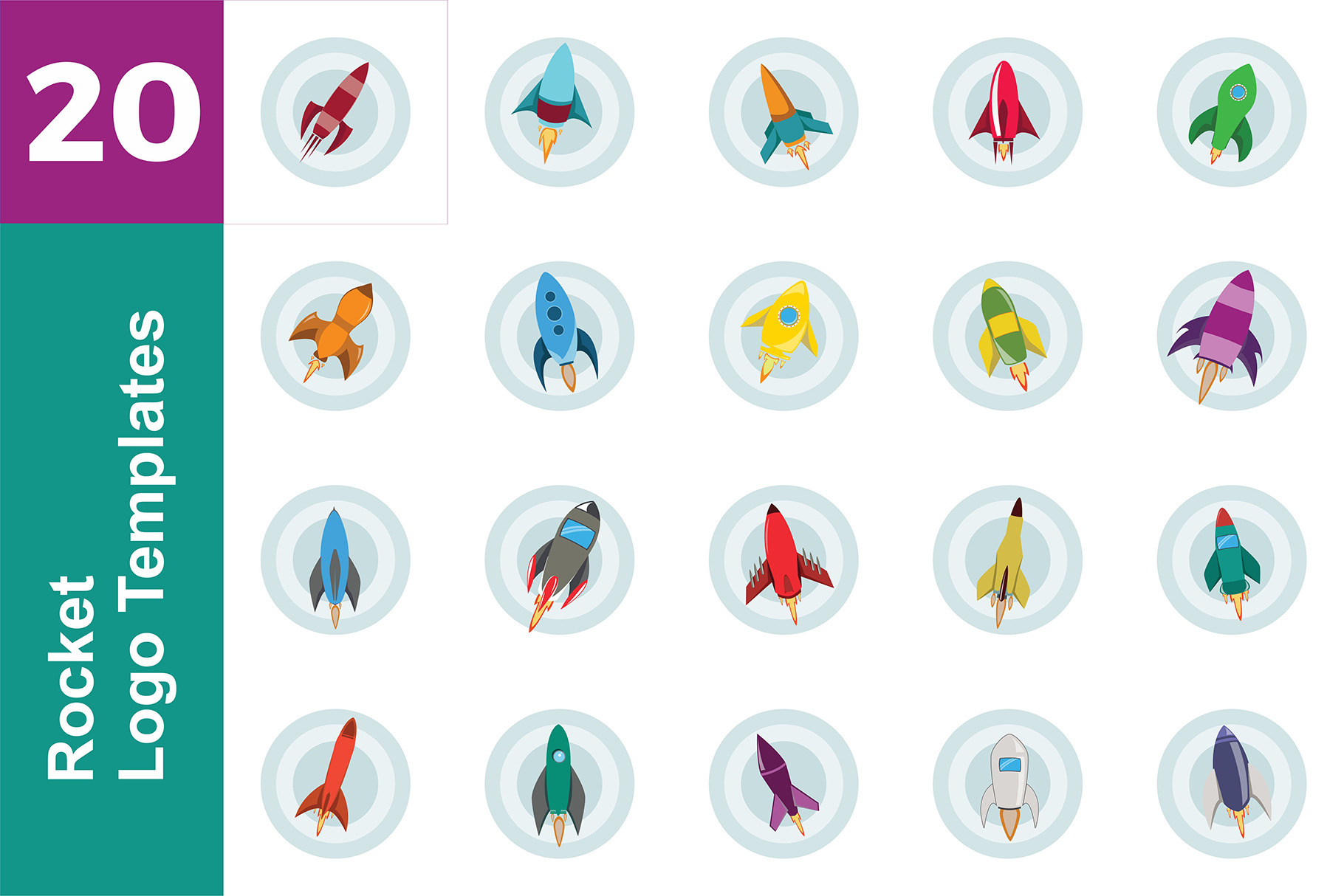 20 Logo Rocket Templates Bundle, a Branding & Logo Template by Friendesigns