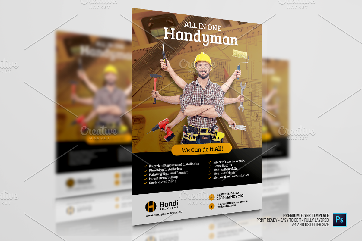 Handyman Promotional Flyer, a Flyer Template by PSDPixel