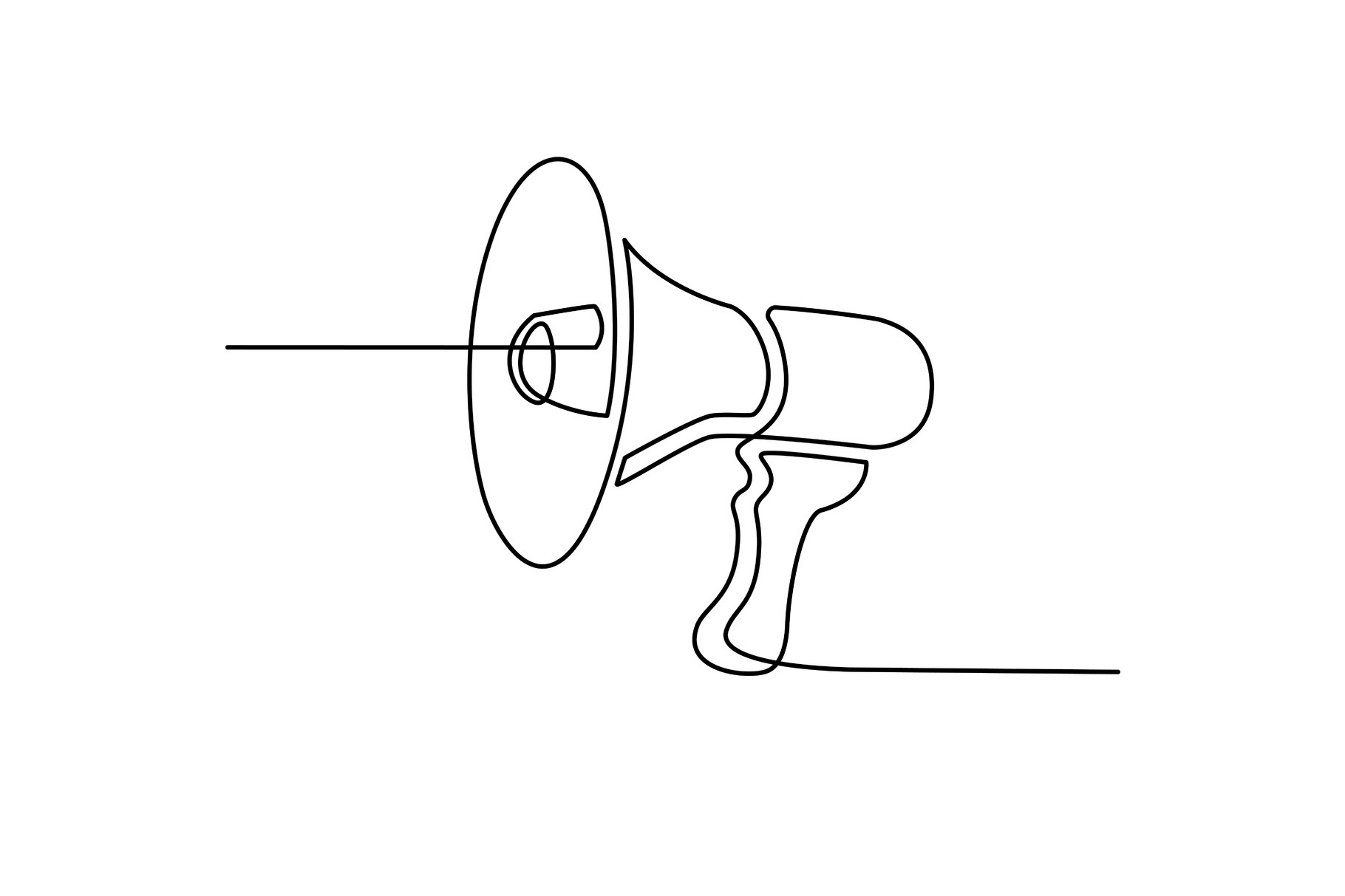 Continues line drawing of megaphone, an Object Graphic by Samui-Art