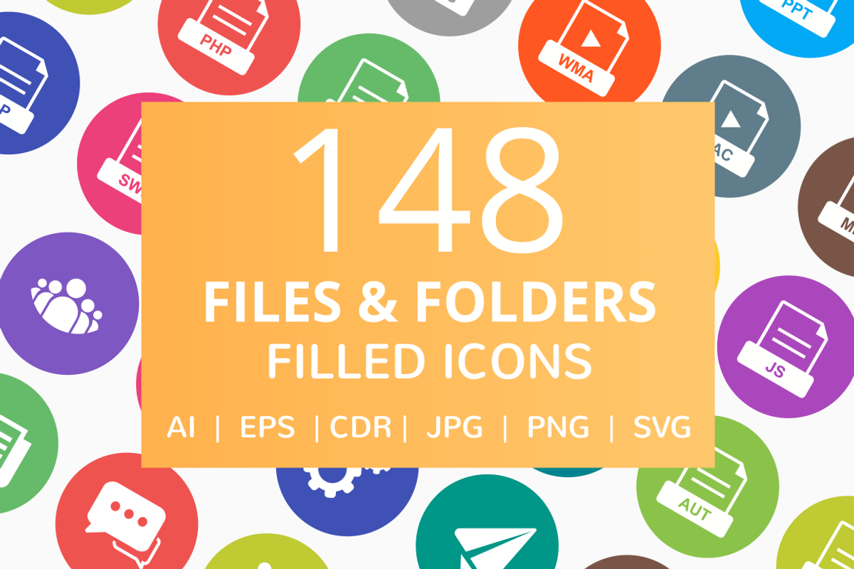 148 File & Folders Filled Icons, an Outline Icon by IconBunny ...
