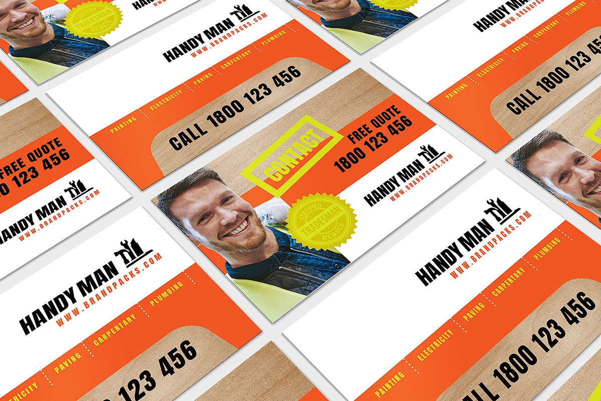 Handyman Business Card Template, a Business Card Template by BrandPacks