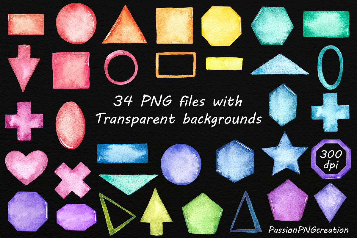 Watercolor Rainbow Shapes ClipArt, a Texture Illustration by ...