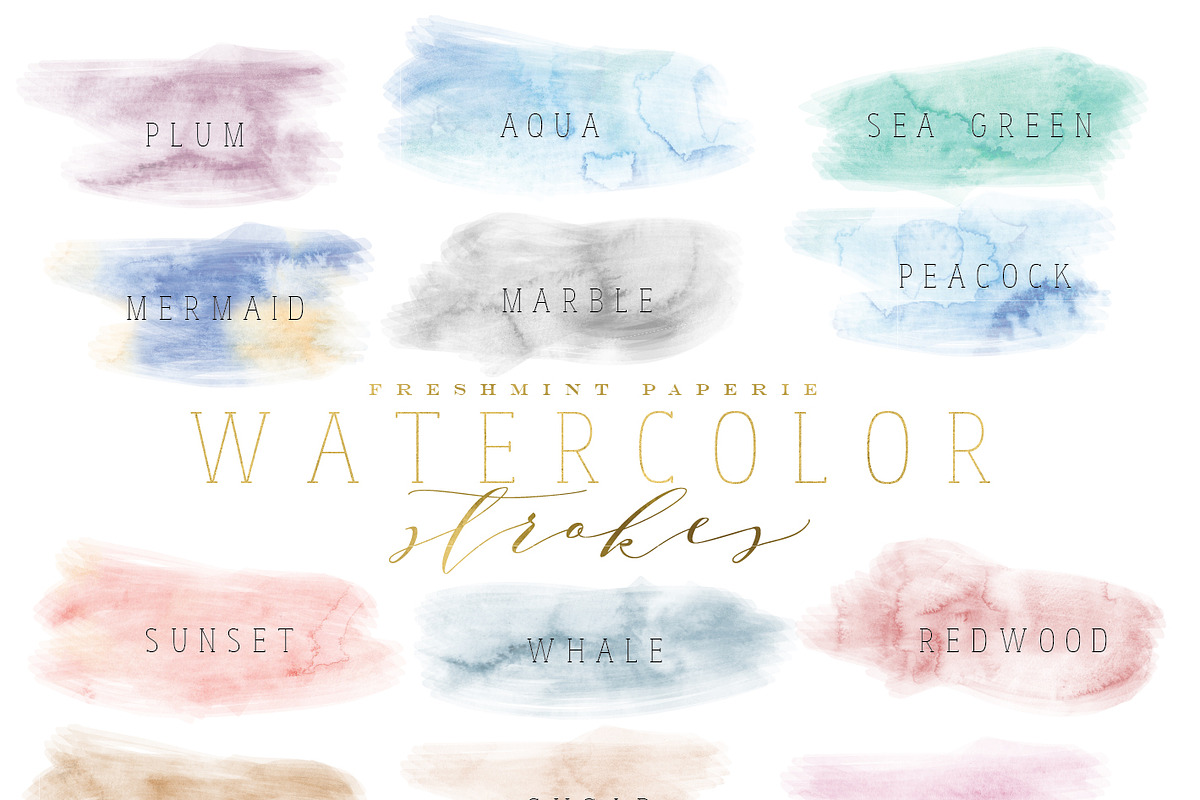 watercolor brush strokes clipart, a Graphic by Freshmint Paperie