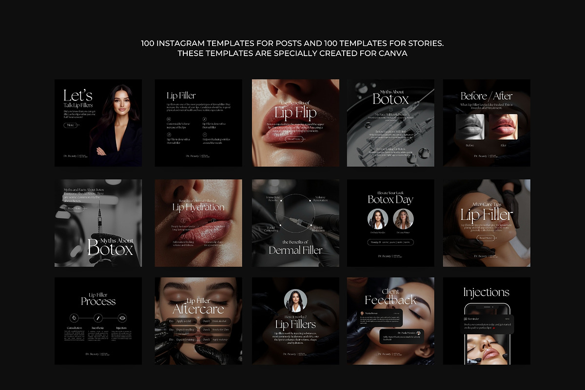 200 Botox and Lip Filler Instagram Canva Templates | Creative Market