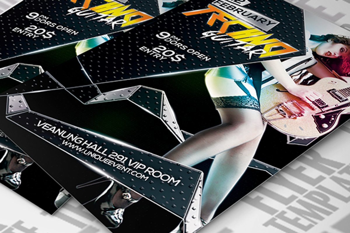 Techno Guitar Flyer Template, a Flyer Template by temphall