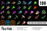 100 Pixel RPG weapon icons, an Icon by Cruiz Studio | Creative Market
