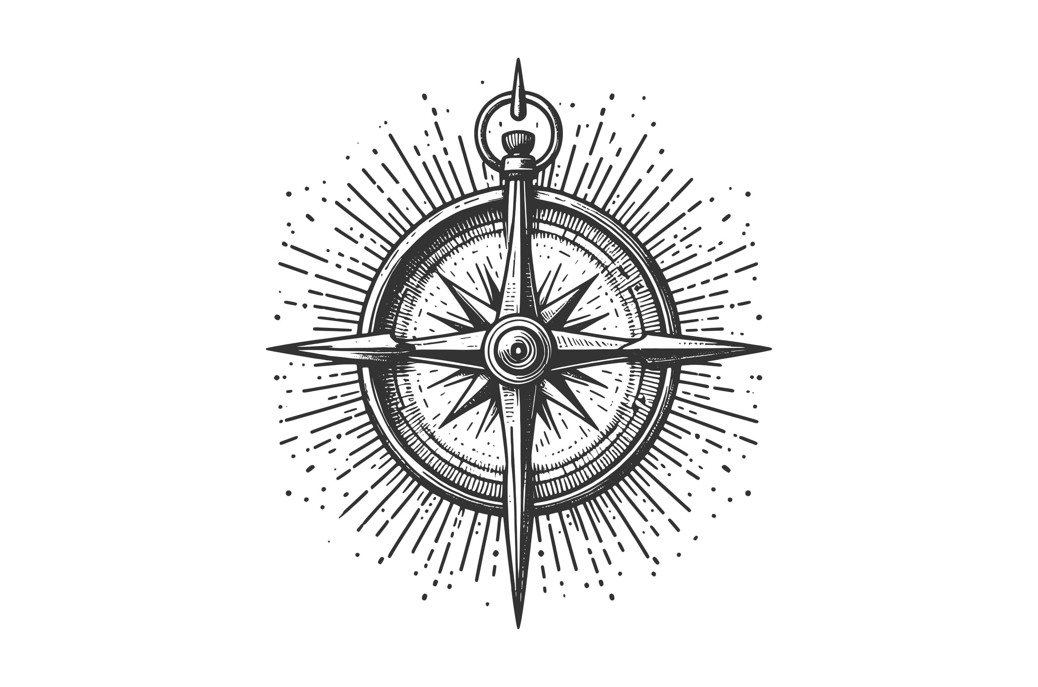 Wind Rose Nautical Compass Engraving An Object Illustration By Alexart Creative Market