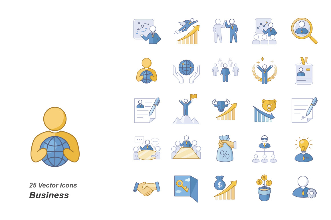 Business color vector icons, an Icon by Jisun Park