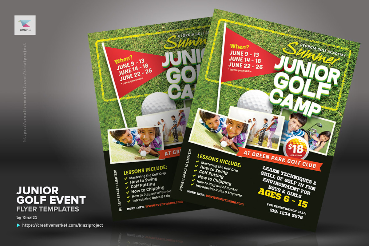 Junior Golf Event Flyer Templates, a Flyer Template by kinzi21