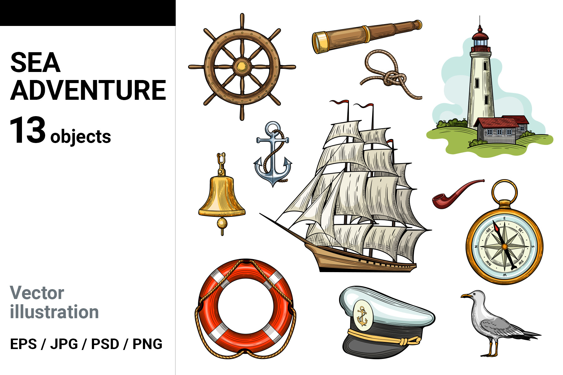 Set sea adventures., an Illustration by VitalinaGofman | Creative Market