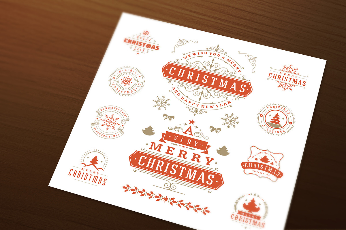 10 Christmas Logos and Badges, a Branding & Logo Template by Vasya Kobelev