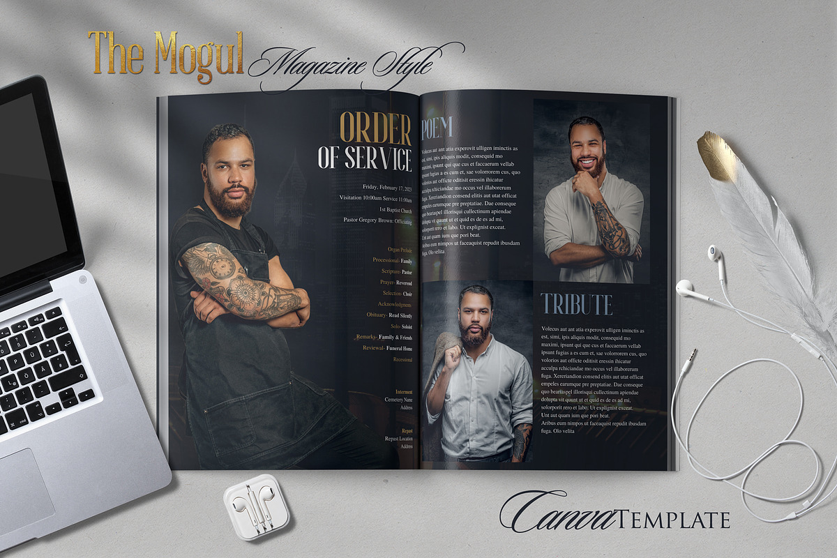 Magazine Style Canva Funeral Program, a Magazine Template by Nate ...