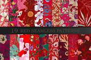 Red floral seamless vector pack, a Pattern Graphic by PatternsBlooming