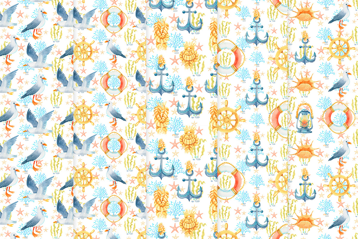 Sea Patterns Watercolor, a Pattern Graphic by Havroshechka