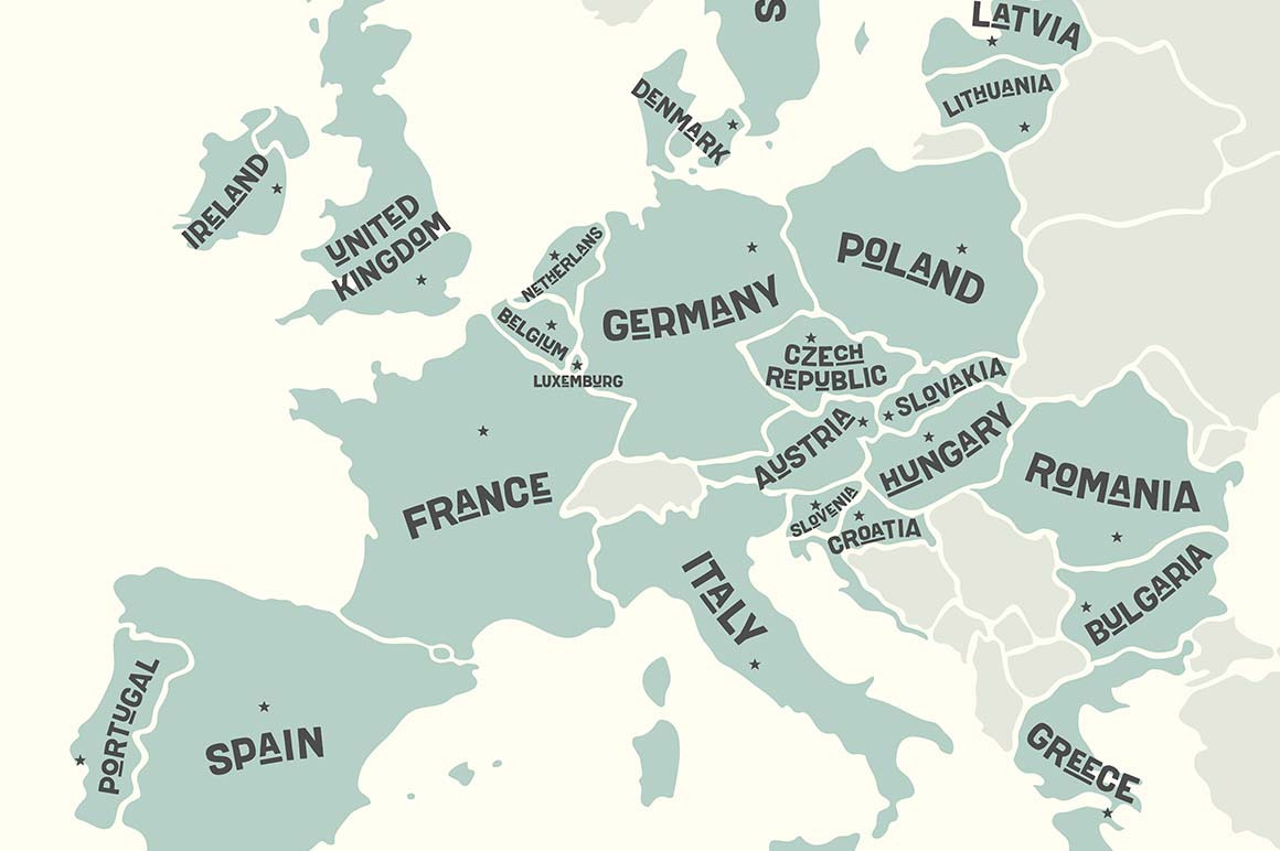 Poster map of the European Union, an Illustration by Foxys Graphic