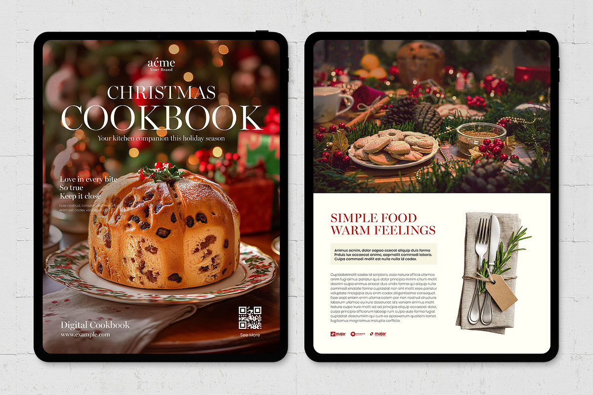 Digital Christmas Cookbook Template, a Magazine Template by BrandPacks