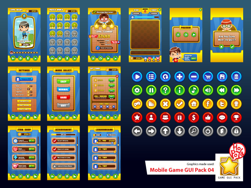 Mobile Game GUI Pack 04, a Templates & Theme by mikailain