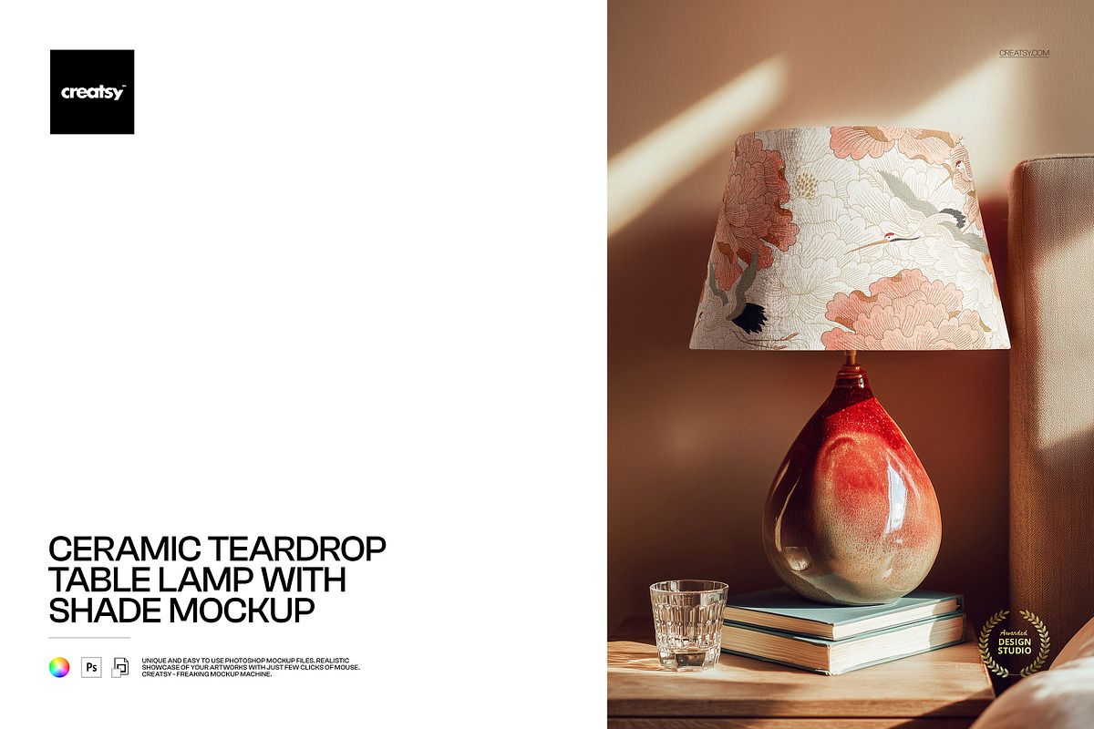 Ceramic Teardrop Lamp Shade Mockup, a Household Mockup by creatsy5
