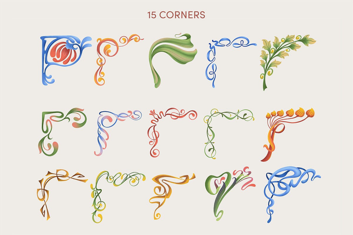 Art Nouveau Elements Set, an Object Graphic by DesignerCandies | Creative Market