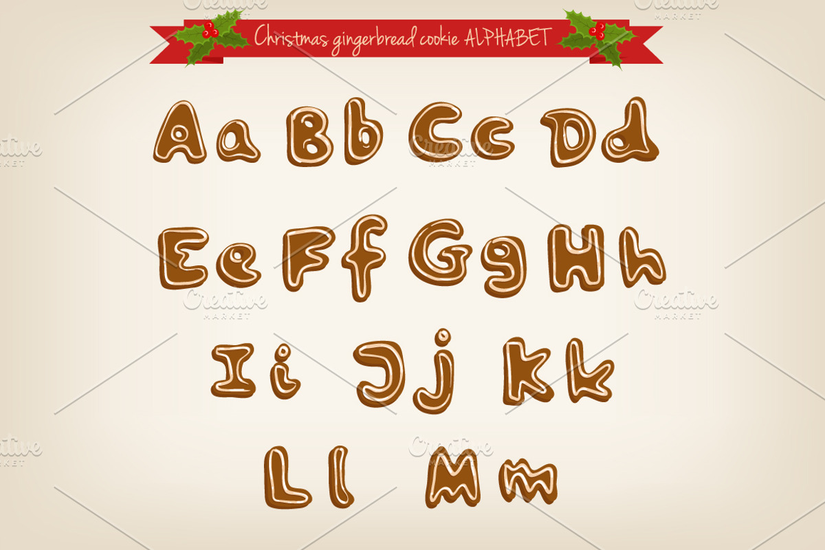 Vector gingerbread alphabet, an Illustration by Alenarozova