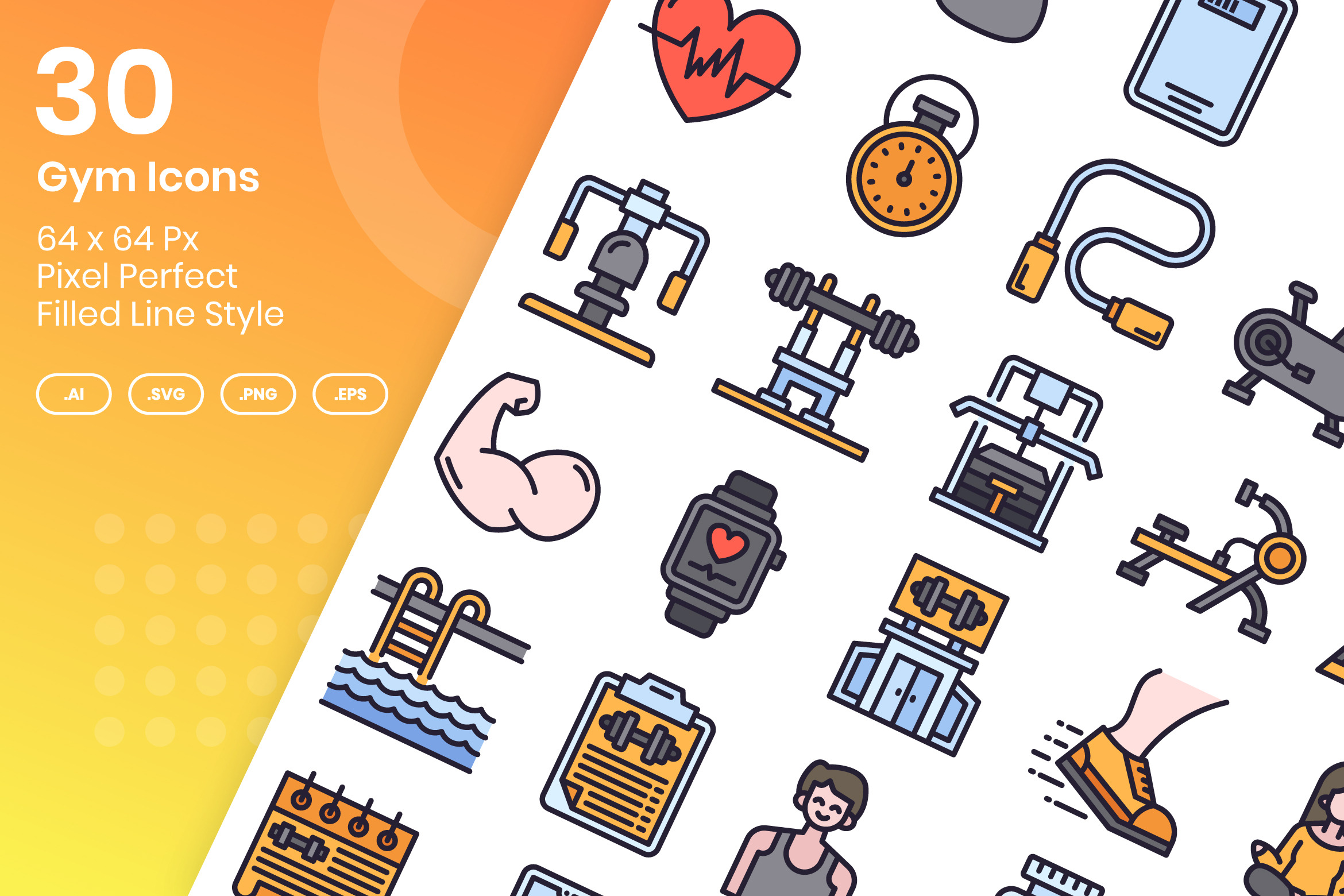 30 Gym & Fitness - Filled Line