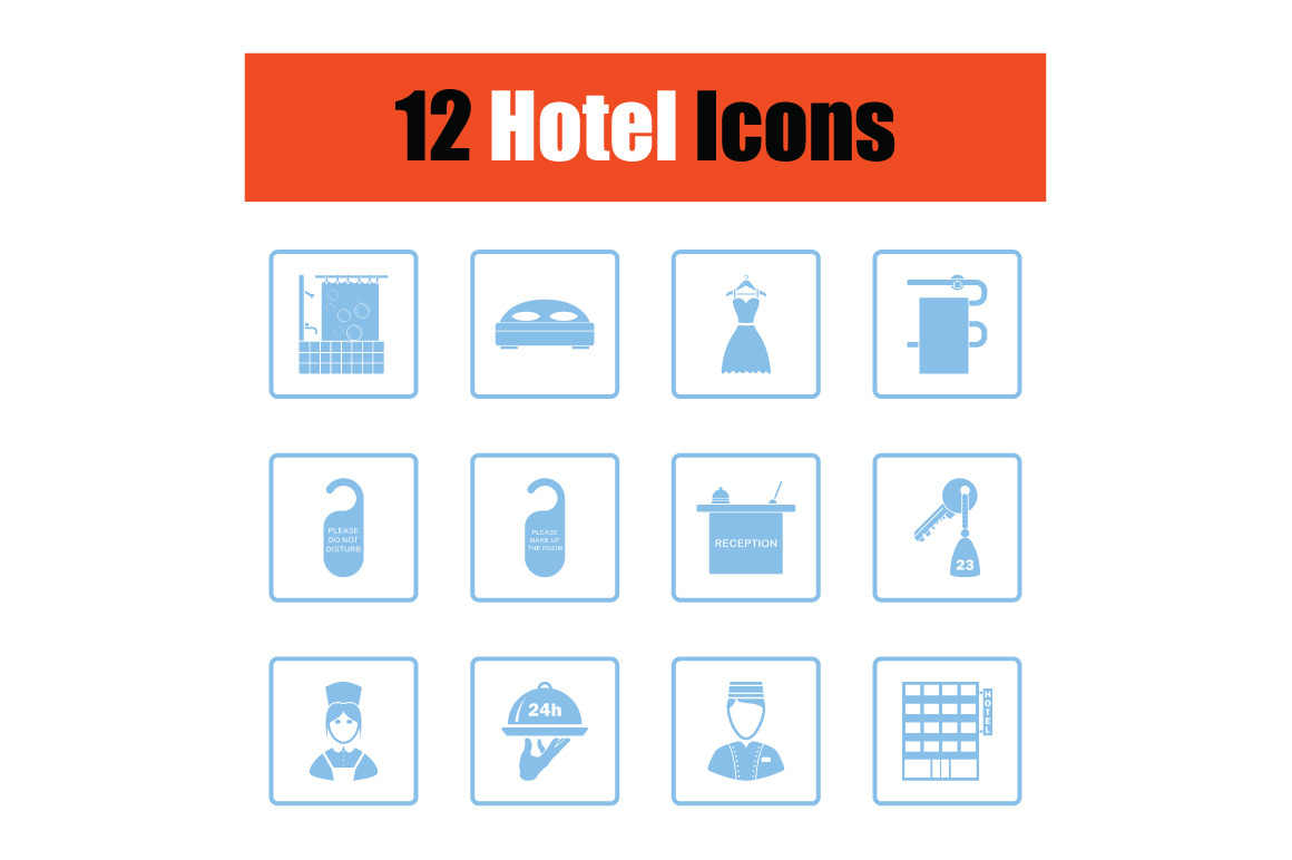 Set of twelve hotel icons, an Icon by Pavel Vectors
